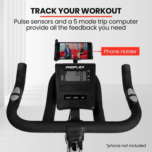 PROFLEX Heavy Duty Stationary Exercise Spin Bike, 13kg Flywheel, Pulse ...