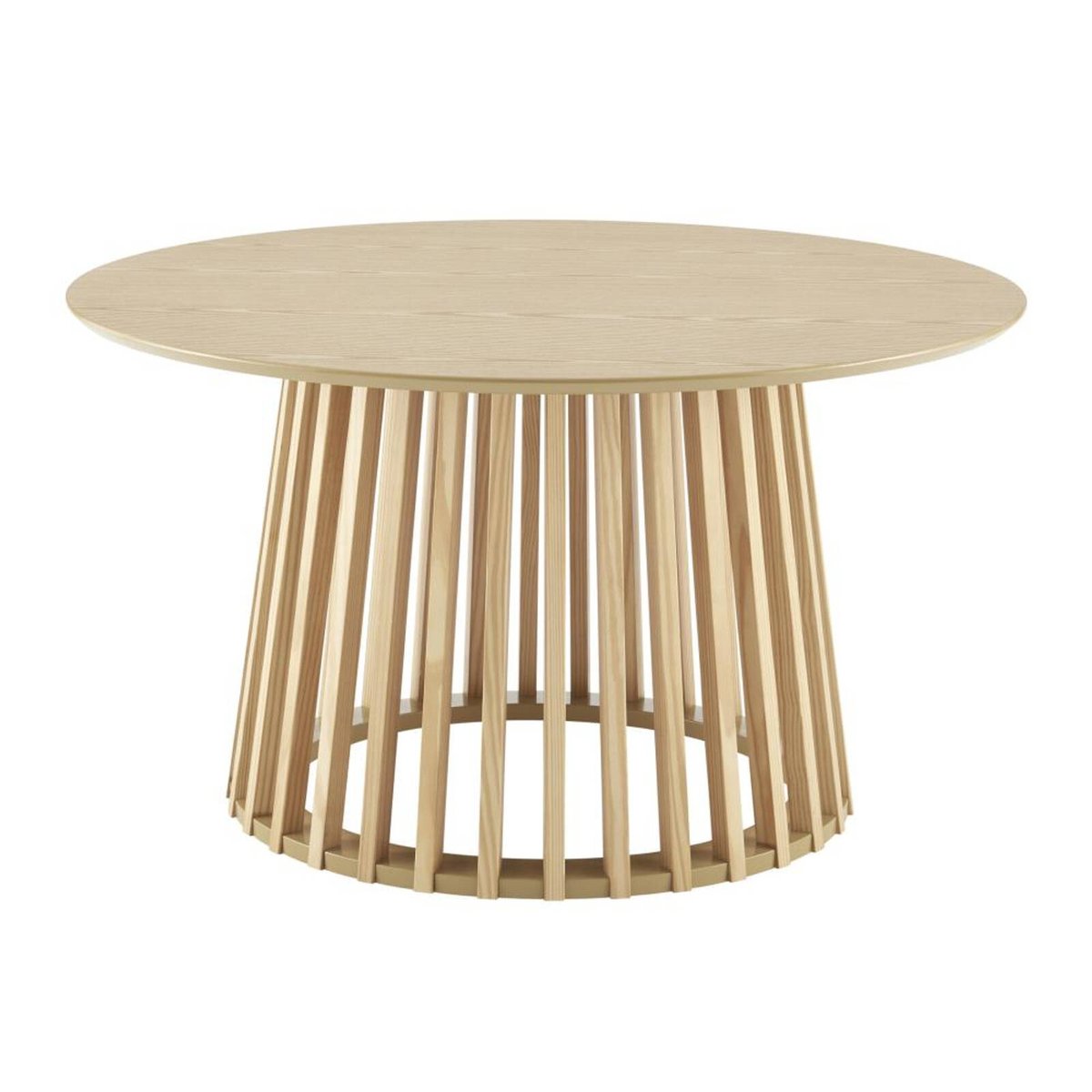 Vanessa Coffee Table Round Slat Base 90cm Oak - Bunnings Australia