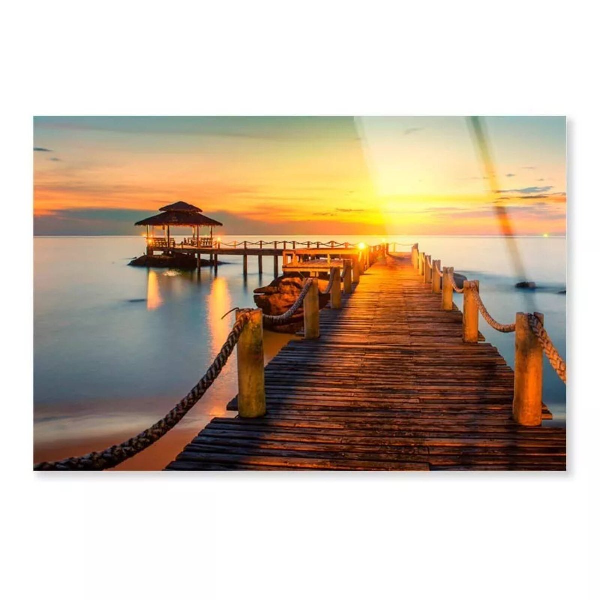 Wooden Pier & Sunset Print 100% Australian Made 150 x 100cm (Acrylic ...