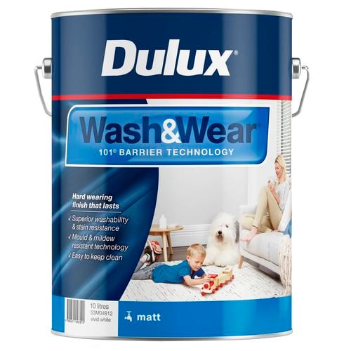 Dulux 10L Vivid White Matt Wash&Wear Interior Paint - Bunnings Australia