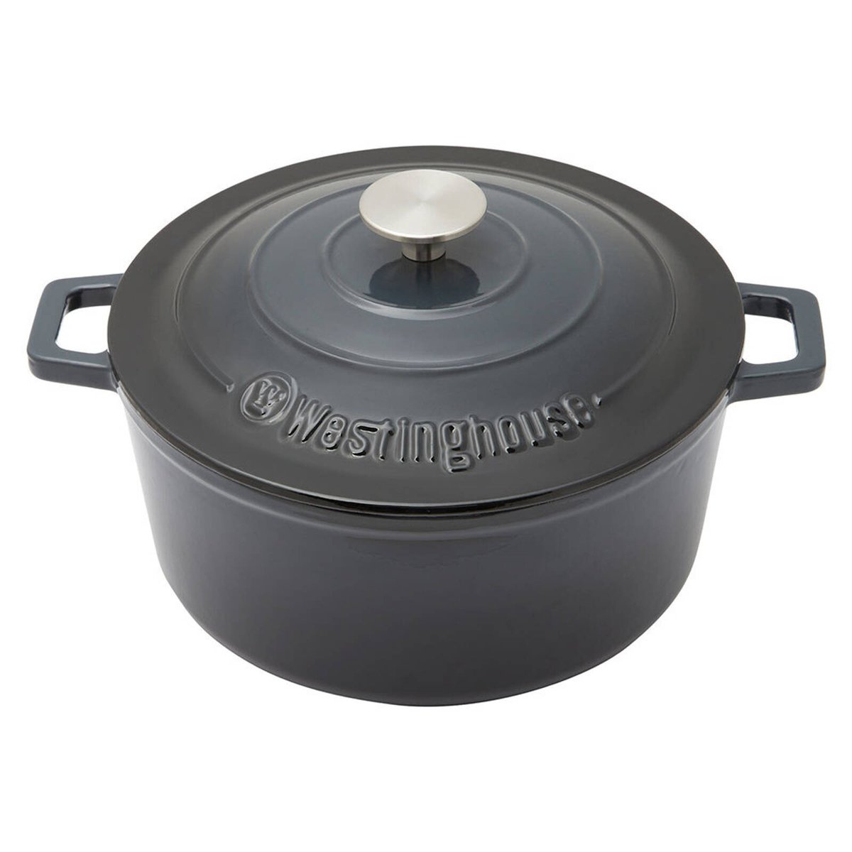 Westinghouse 5L 25cm Round Cast Iron Pot Ombre Grey - Bunnings Australia
