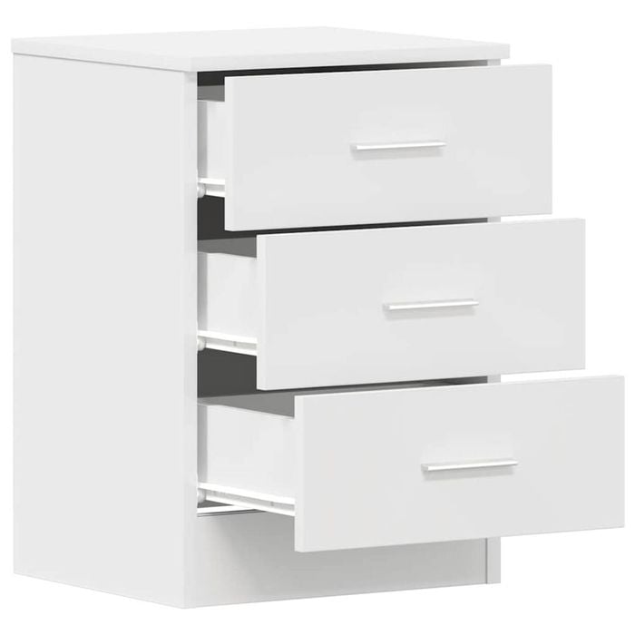vidaXL 2x Bedside Cabinets White Engineered Wood Nightstand Home ...