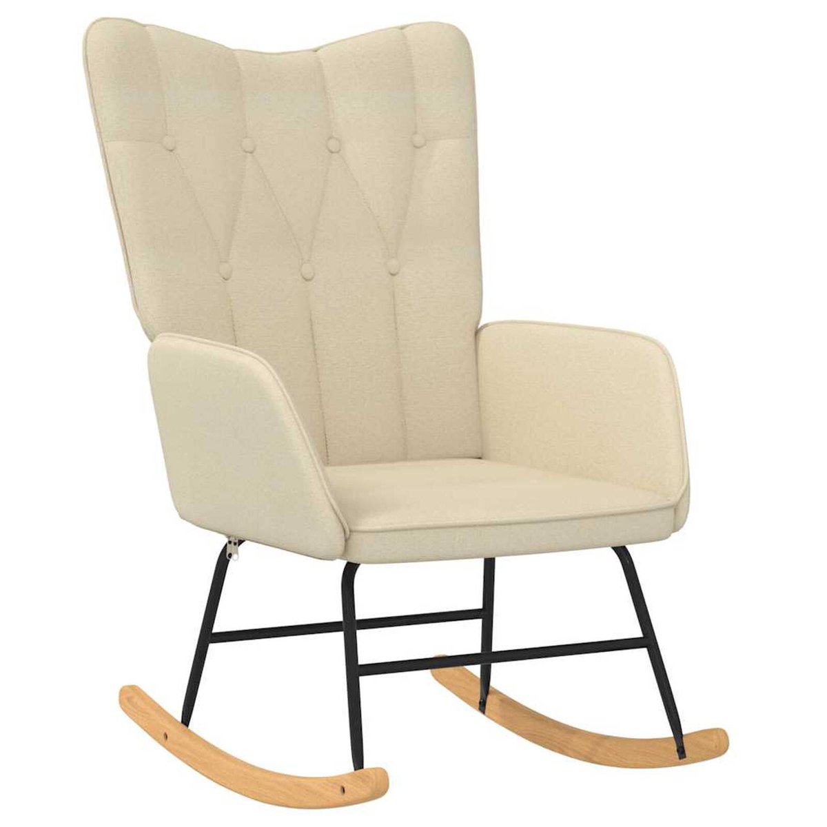 vidaXL Rocking Chair Cream Fabric Armchair Home Living Room Seating ...