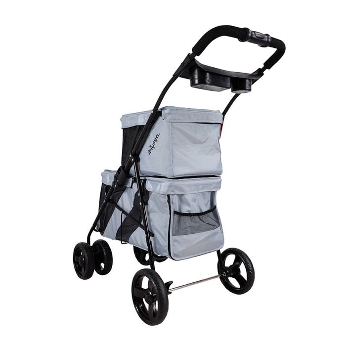 Ibiyaya Double Decker Pet Stroller for Multiple Pets - Silver Gray ...