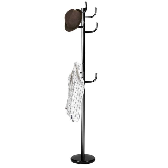 Costway Metal Coat Rack Hat Clothes Stand 8 Hooks Hanger Garment Black ...