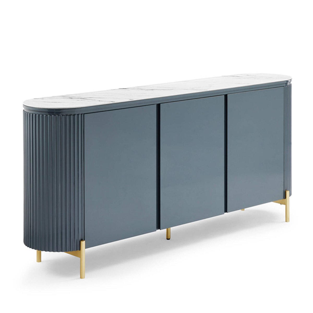 Buffet MDF Glossy Surface Ceramic Top Dark Blue Storage Cabinet ...