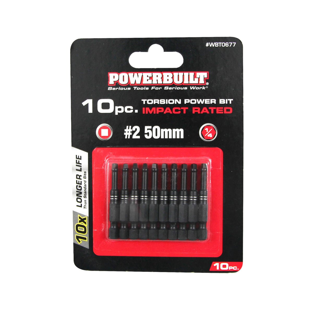 Powerbuilt 1/4 50mm Robertson Power Bit - 10 Pack - Bunnings New Zealand
