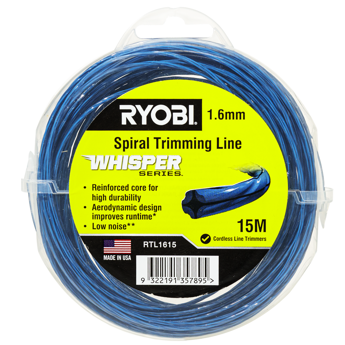 Ryobi 1.65mm x 15m Whisper Series Trimming Line - Bunnings Australia