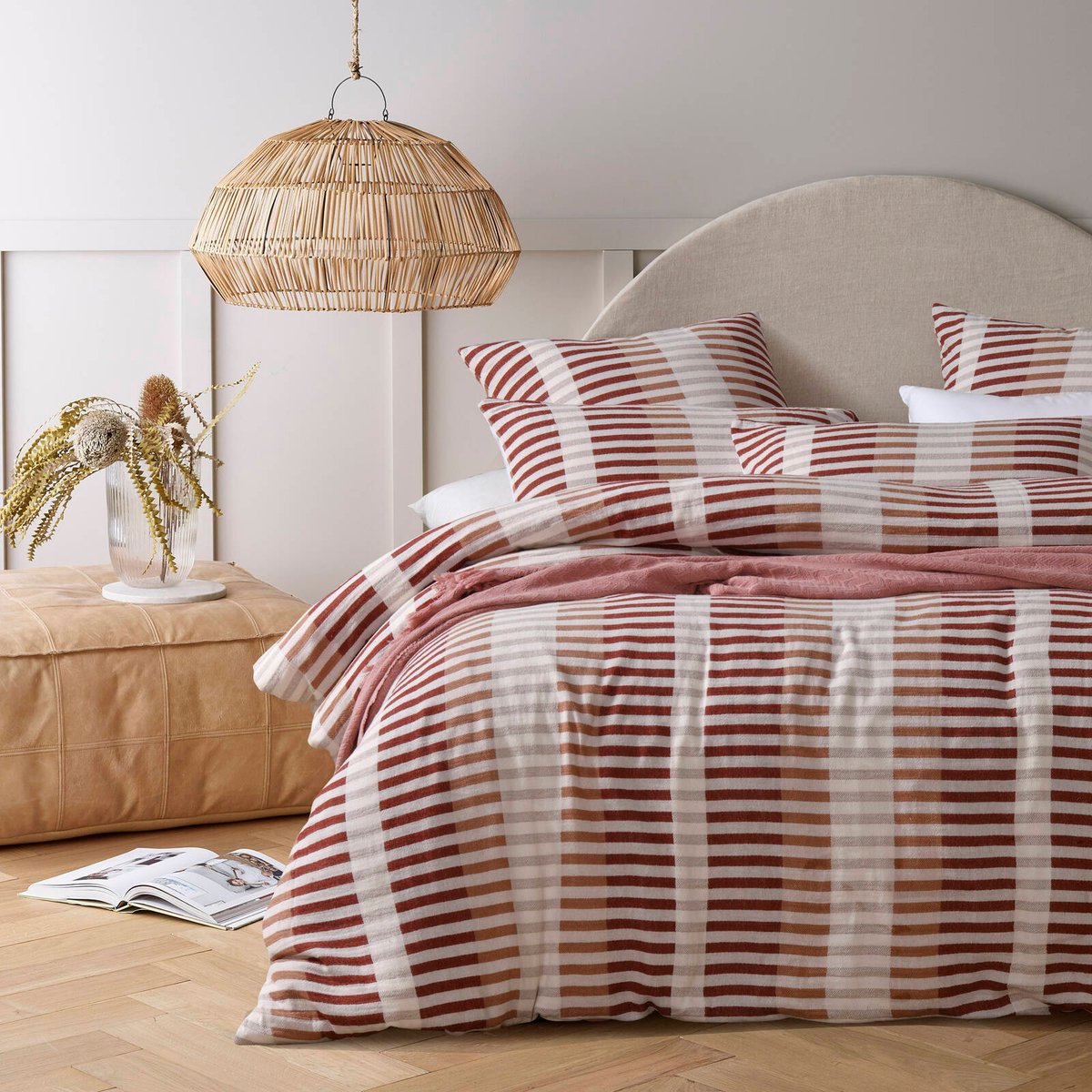 Tempo Cotton Jacquard Quilt Cover Set Red - Queen Bed - Bunnings Australia
