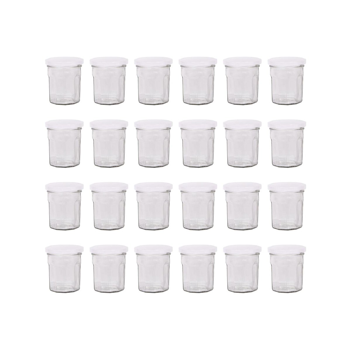 Argon Tableware Glass Jam Jars with White Lids - 150ml - Pack of 24 ...