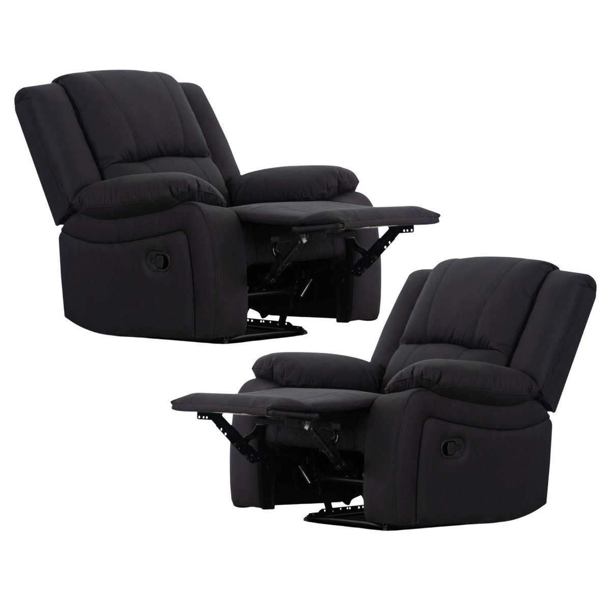 Anderson 2pc Set 1 Seater Fabric Electric Recliner Sofa Chair Onyx ...