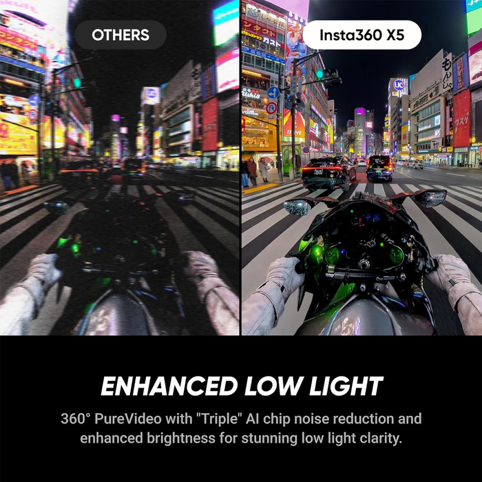 Insta360 X5 Essential Bundle 8K 5.7K60fps Active HDR Enhanced Low Light ...