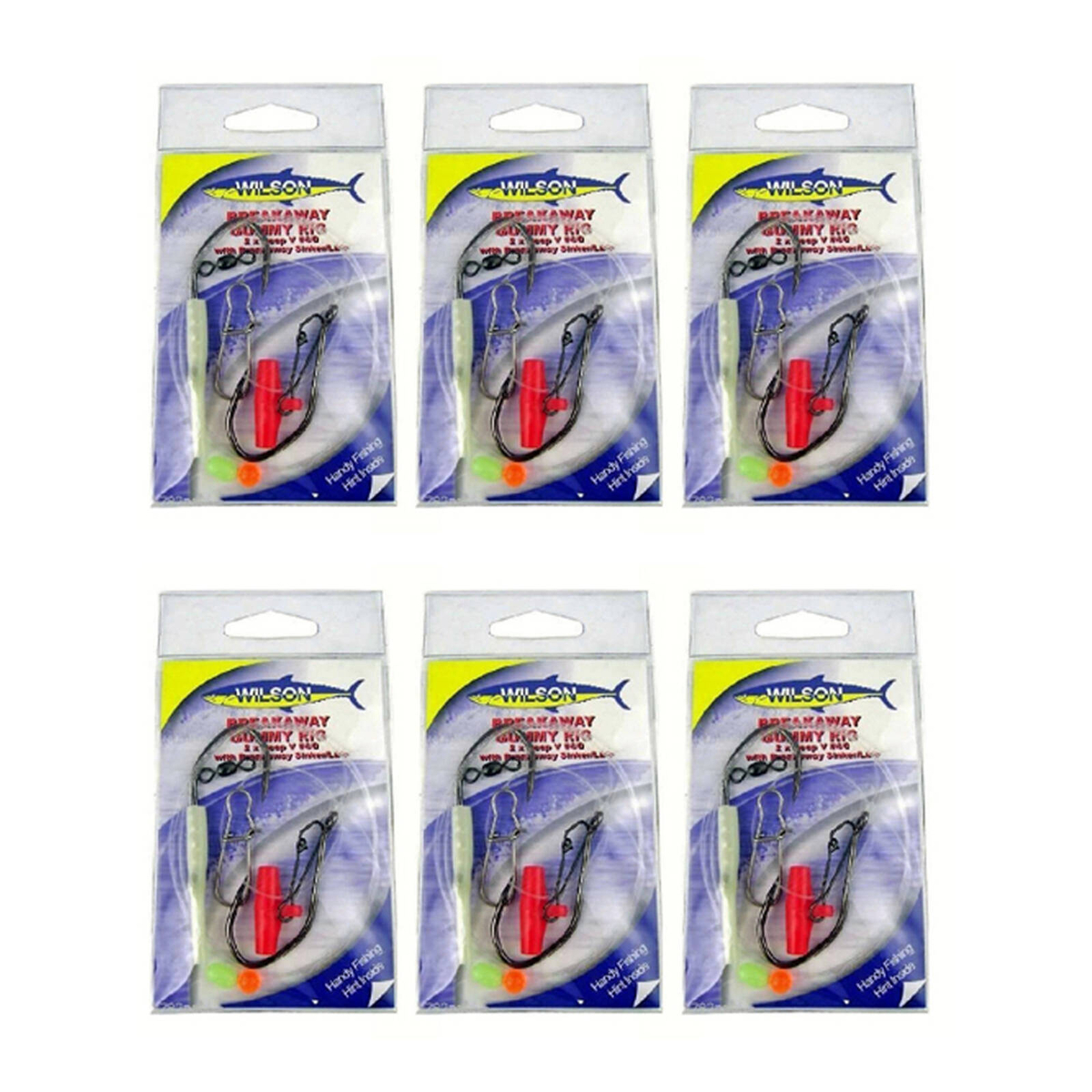6x Wilson Breakaway Gummy Rig 2 X 4/0 Deep V - Breakaway Sinker/Line ...