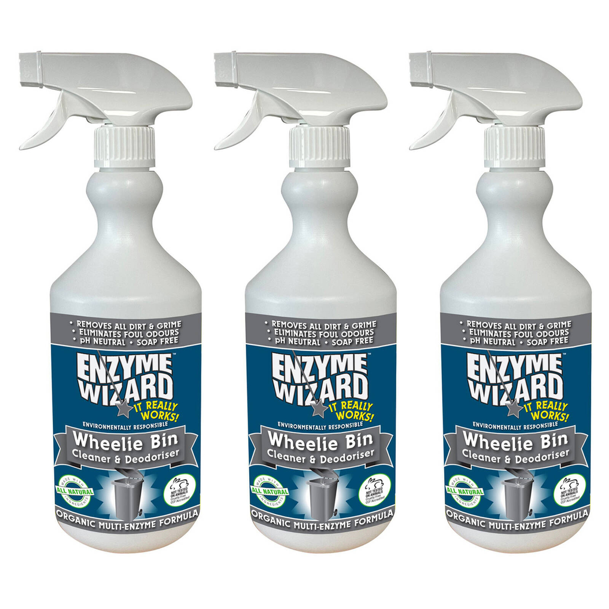 3PK Enzyme Wizard Wheelie Bin Cleaner And Deodoriser 750ml - Bunnings Australia