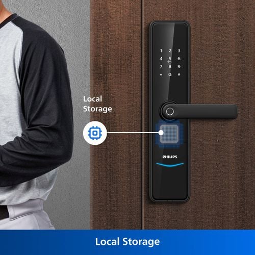 Philips Black EasyKey Fingerprint & Keypad Mortise Handle Lock ...