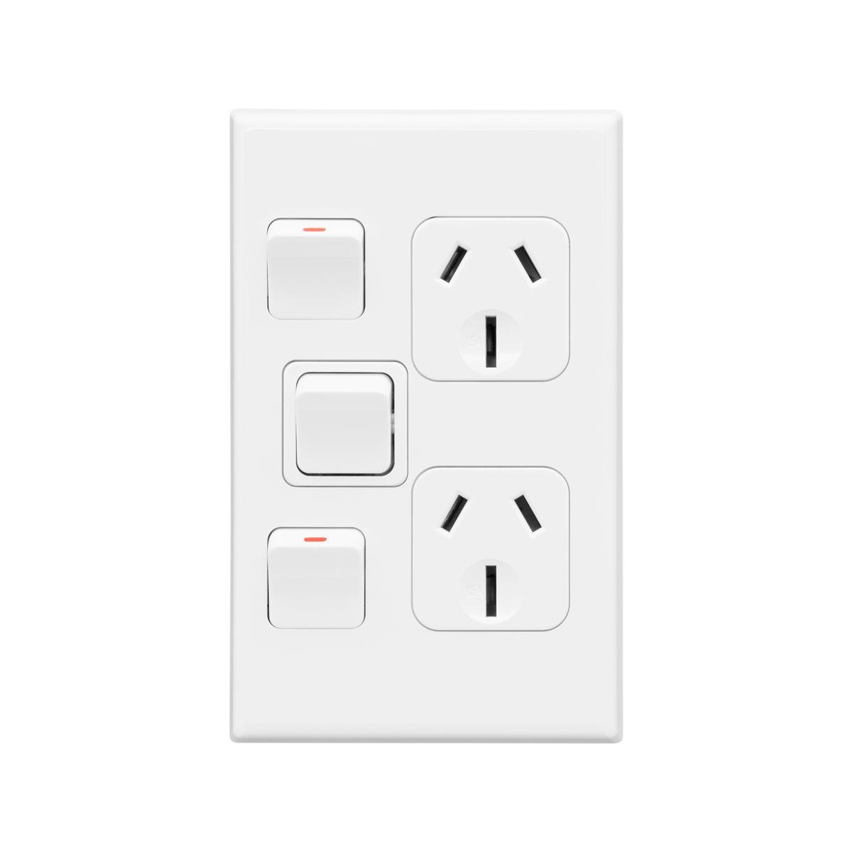 Deta Double Vertical Power Point with Extra Switch - Bunnings New Zealand