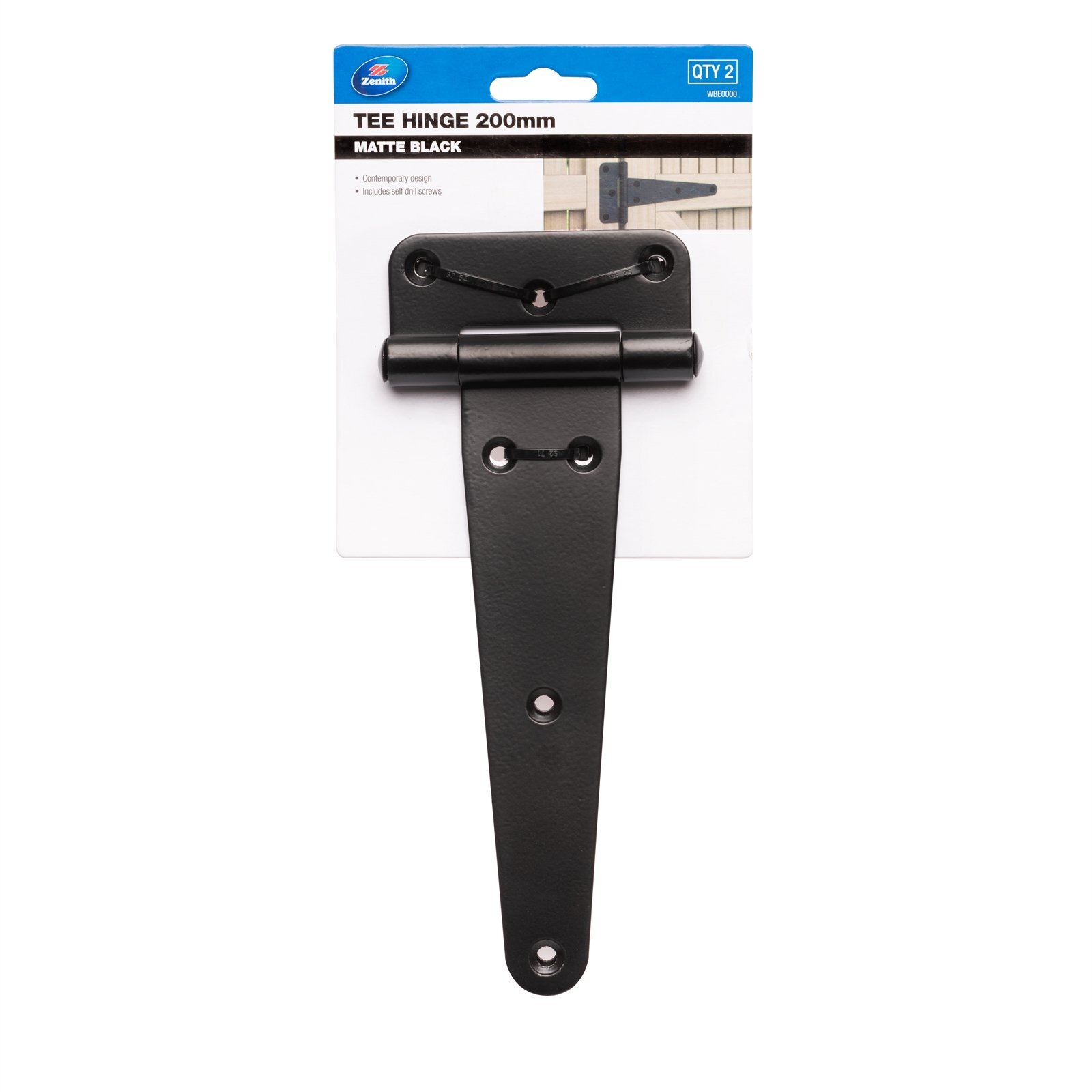 Zenith 200mm Matte Black Tee Gate Hinge 2 Pack Bunnings Australia