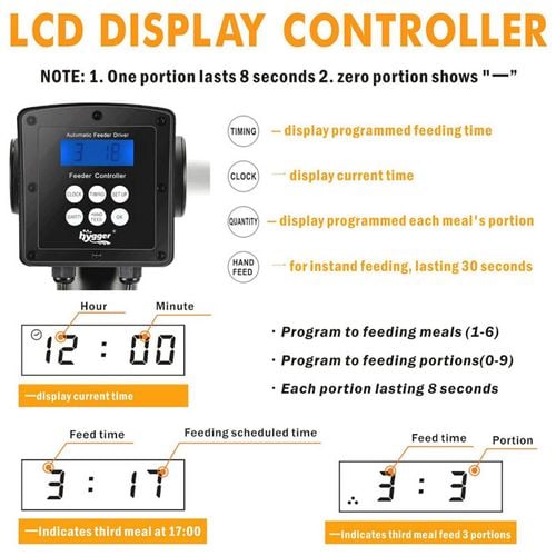 Hygger Automatic Pond Fish Feeder - Black - Black | One size | HG-967 ...