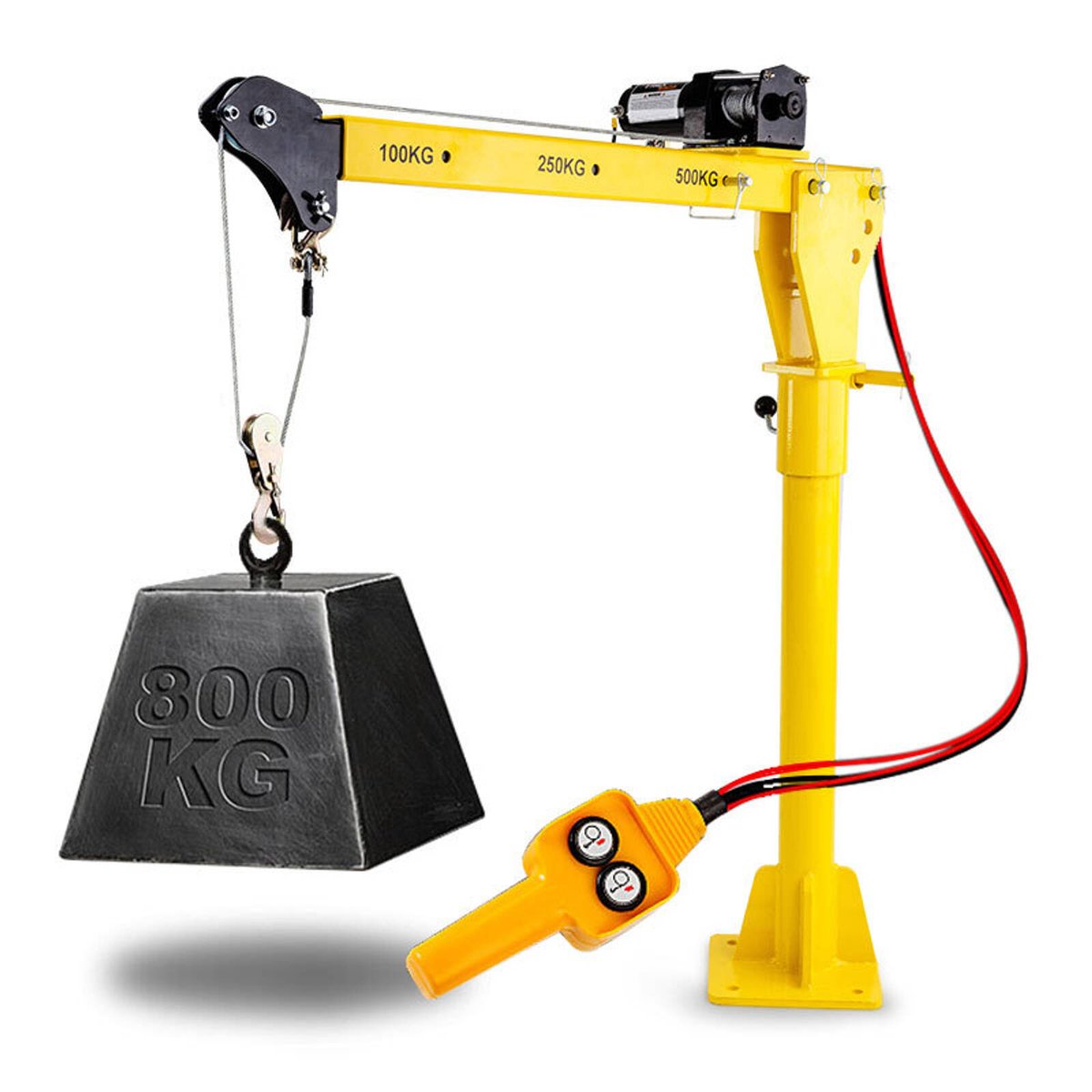 T-REX 800kg Electric Hoist Winch Swivel Crane Telescopic 12V 360 Degree ...