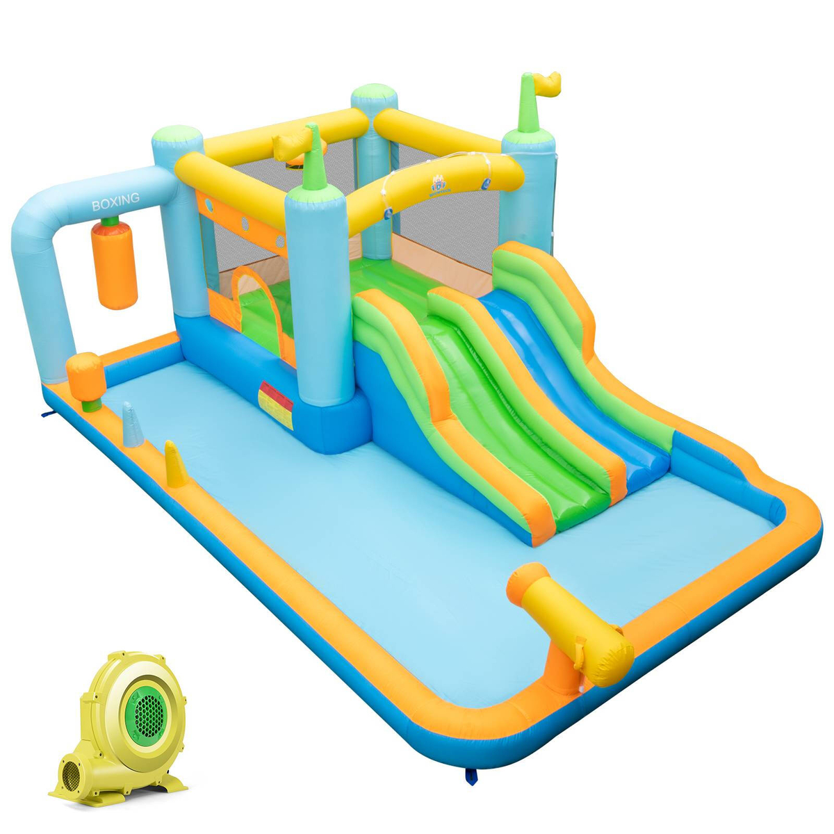 Costway Inflatable Jumping Castle Water Slide Bounce House w/680W ...