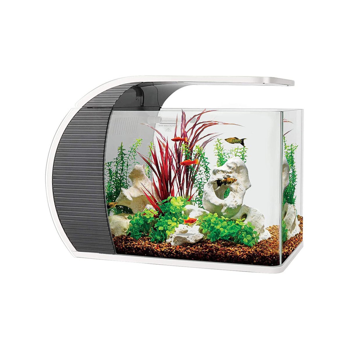 Hygger 23L Arc-Shaped Fish Tank Aquarium w/ Led Lighting, Hidden ...