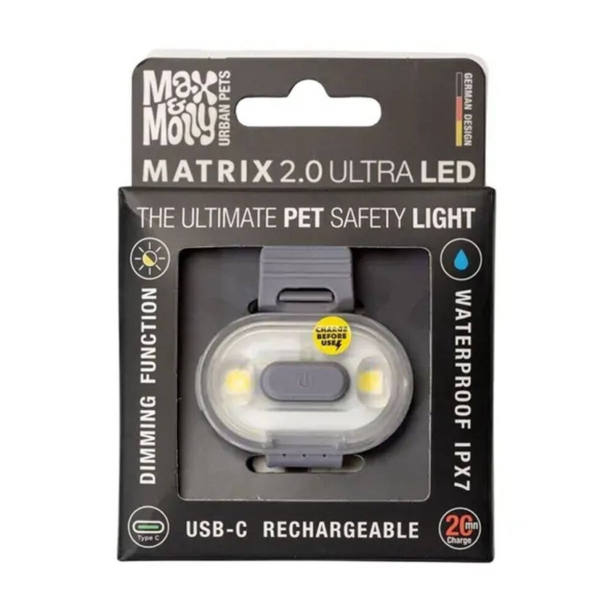 Max & Molly Matrix 2.0 Ultra LED USB-C Rechargeable Pet Safety Light ...