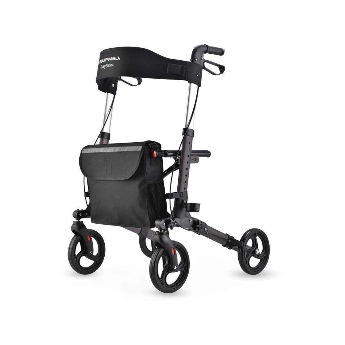 EQUIPMED Foldable Aluminium Walking Frame Rollator with Bag and Seat ...