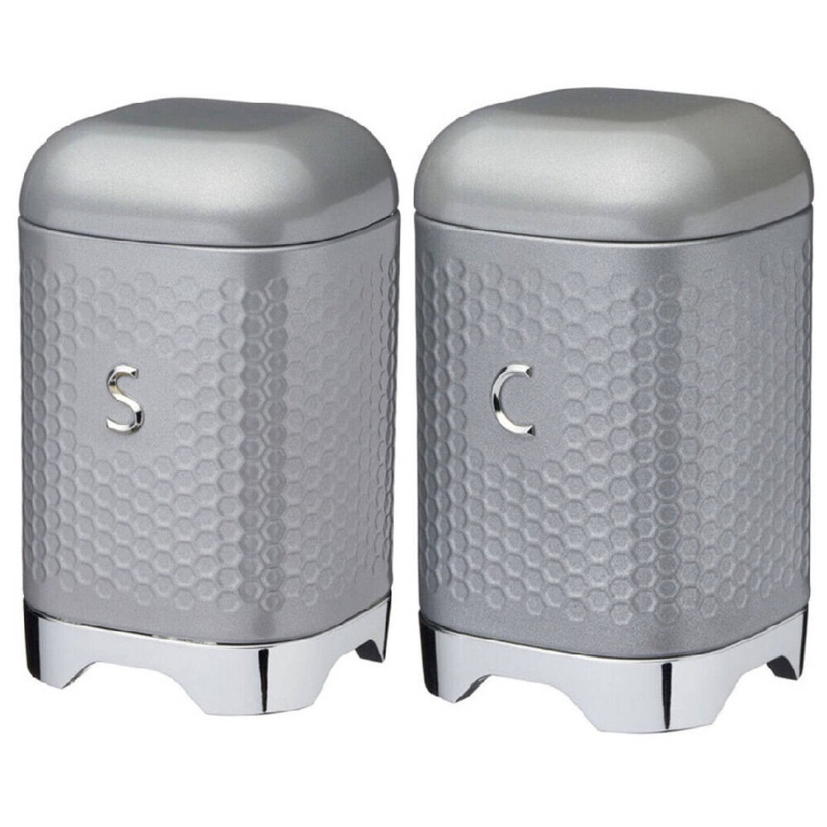 2pc Kitchencraft Lovello Geometric Coffee & Sugar Canister Jars Shadow ...