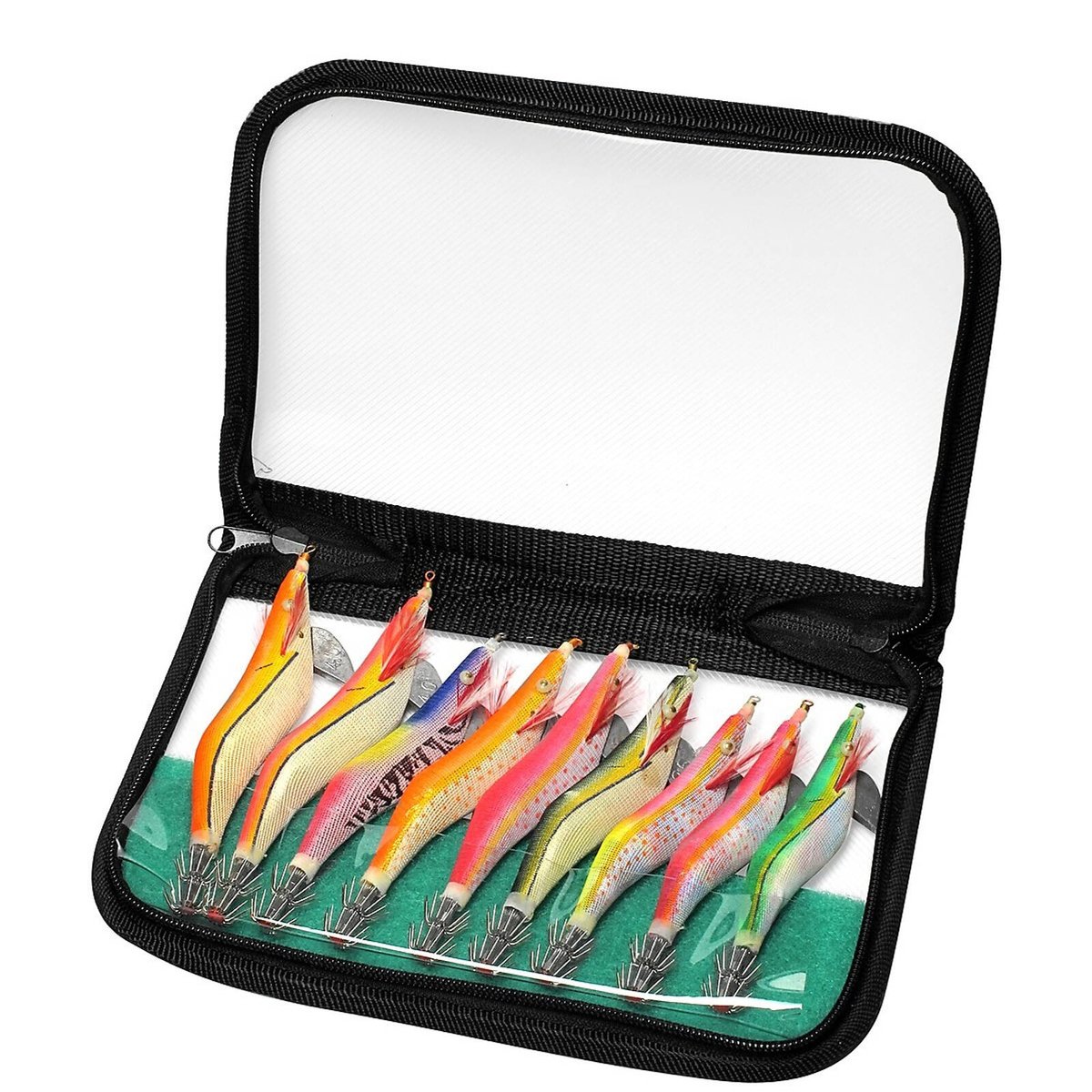 10 X Assorted Premium Squid Jigs In Zip Up Pouch - Large - Bunnings ...