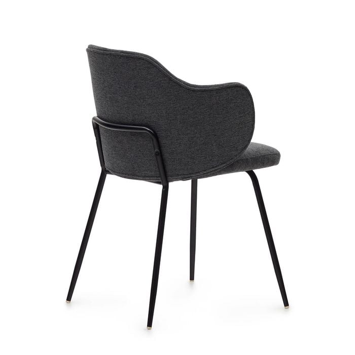 Yunia chair in dark grey with steel legs in a painted black finish ...