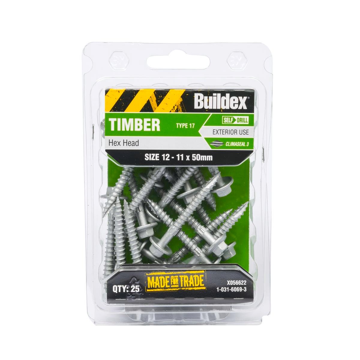 Buildex 12-11 x 50mm Climaseal Hex Head Timber Screws - 25 Pack ...