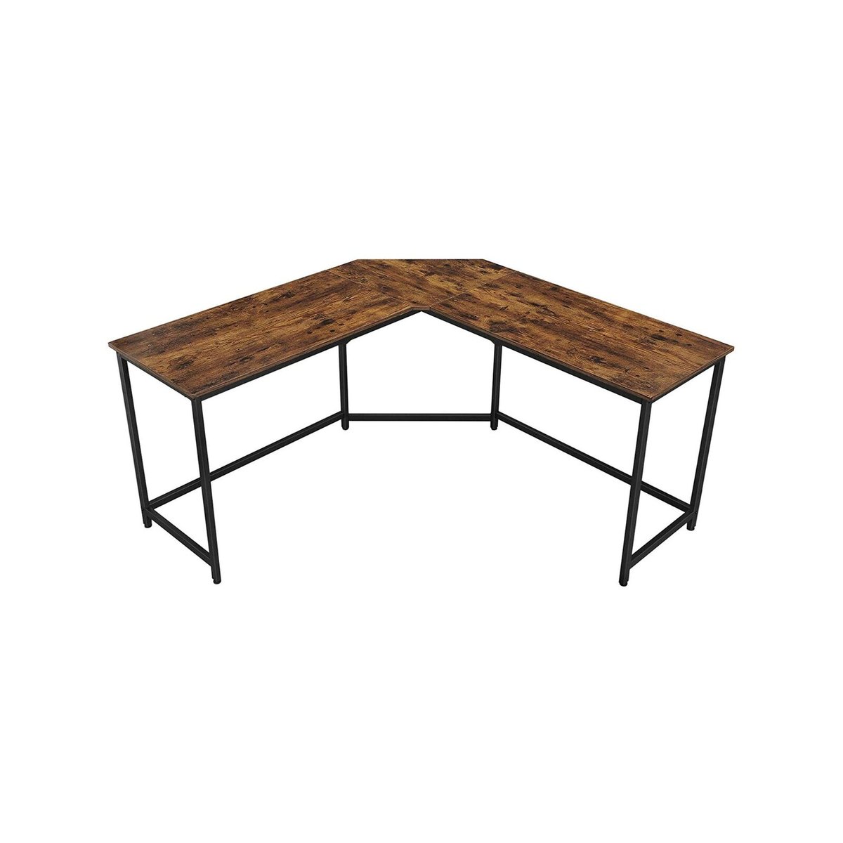 L-Shaped Computer Desk, Rustic Brown and Black - Bunnings Australia