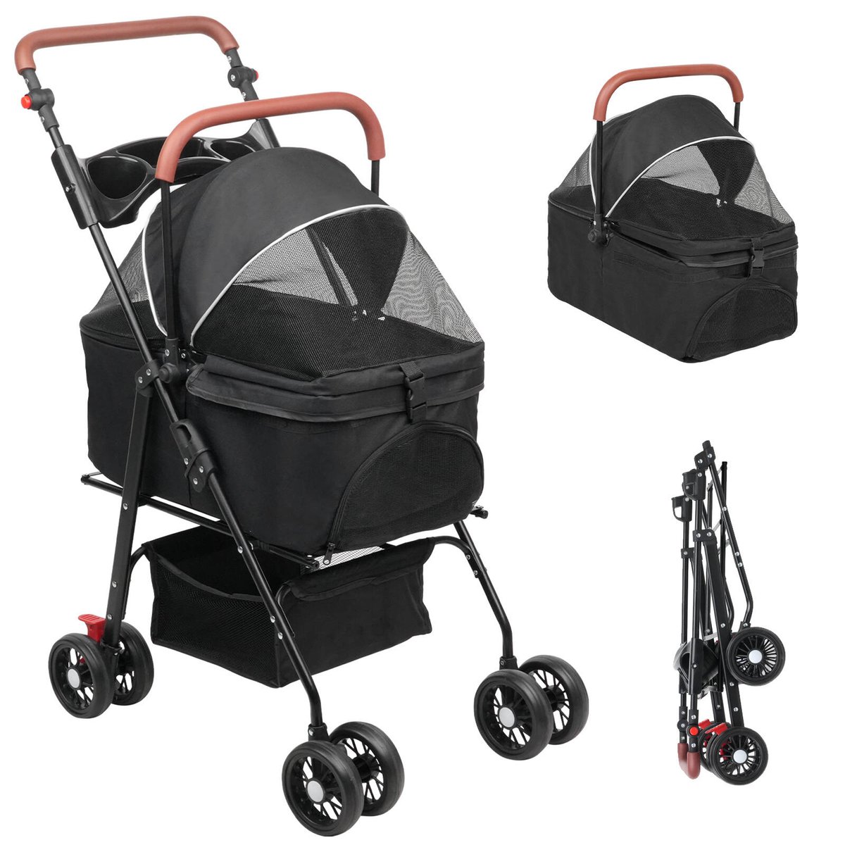 Advwin Pet Stroller Cat Dog Pram Foldable Pet Carrier - Bunnings Australia