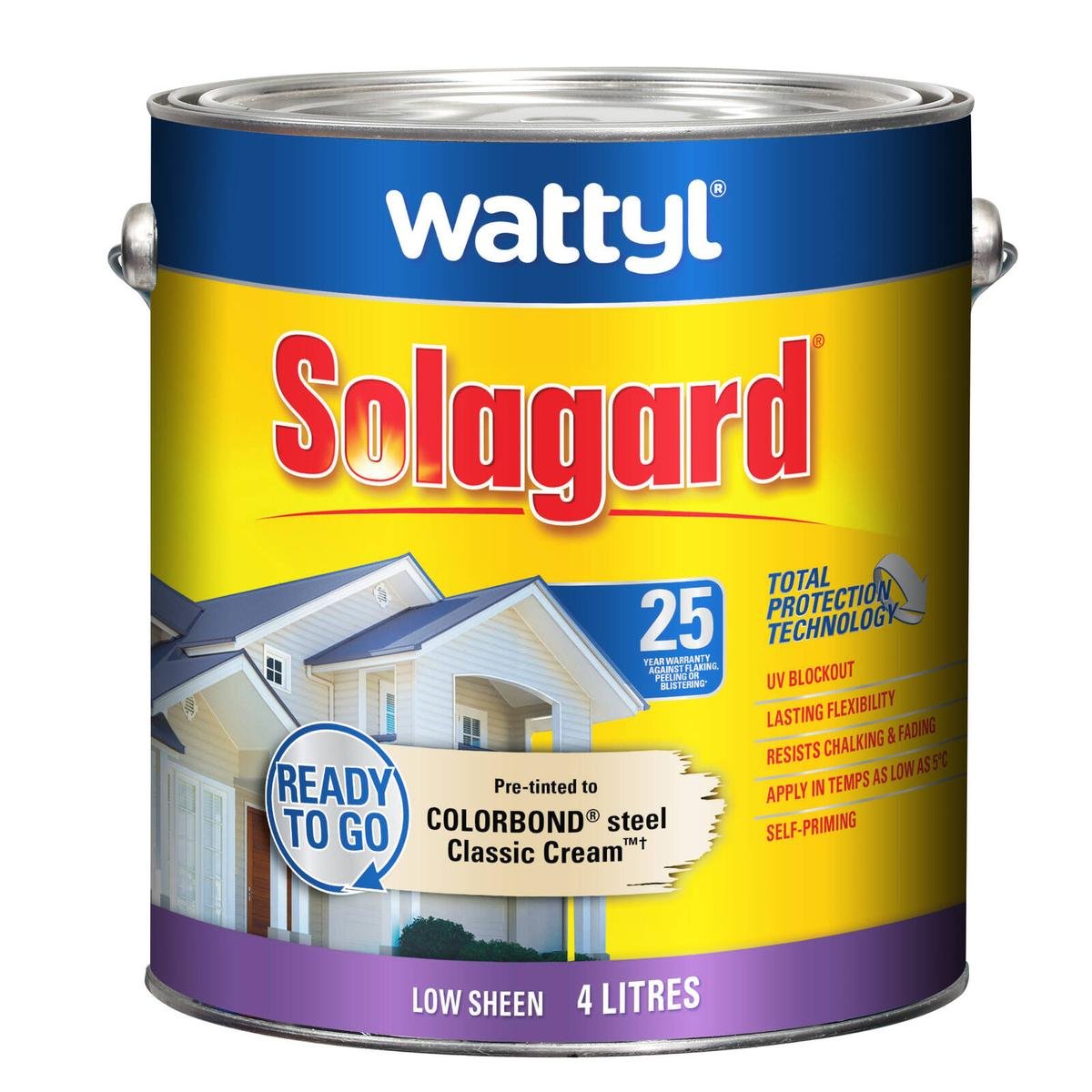 Wattyl Solagard 4L Pre-tinted Classic Cream Low Sheen Exterior Paint ...