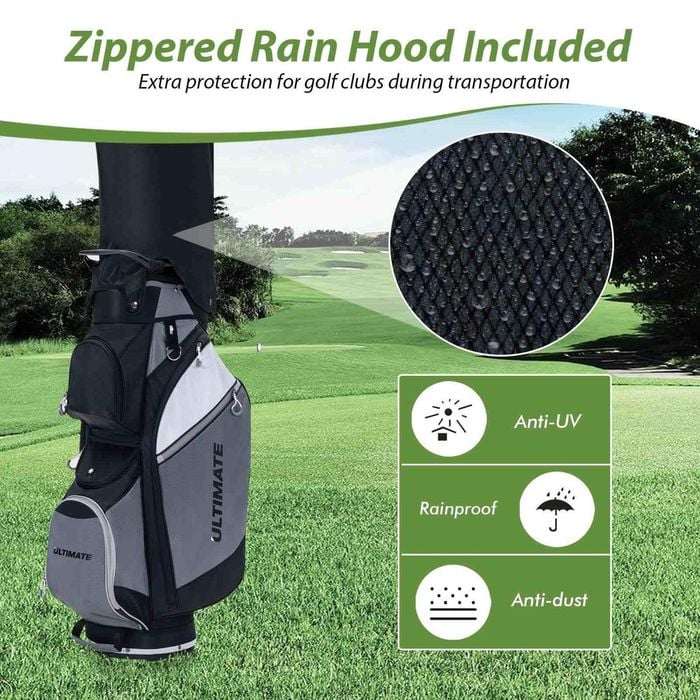 Costway 14-Way Golf Cart Stand Bag Waterproof w/Rain Hood - Bunnings ...