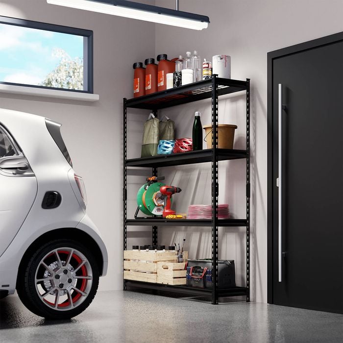 Craftright 1200 x 1527 x 310mm Black 4 Tier Metal Wire Shelving Unit ...