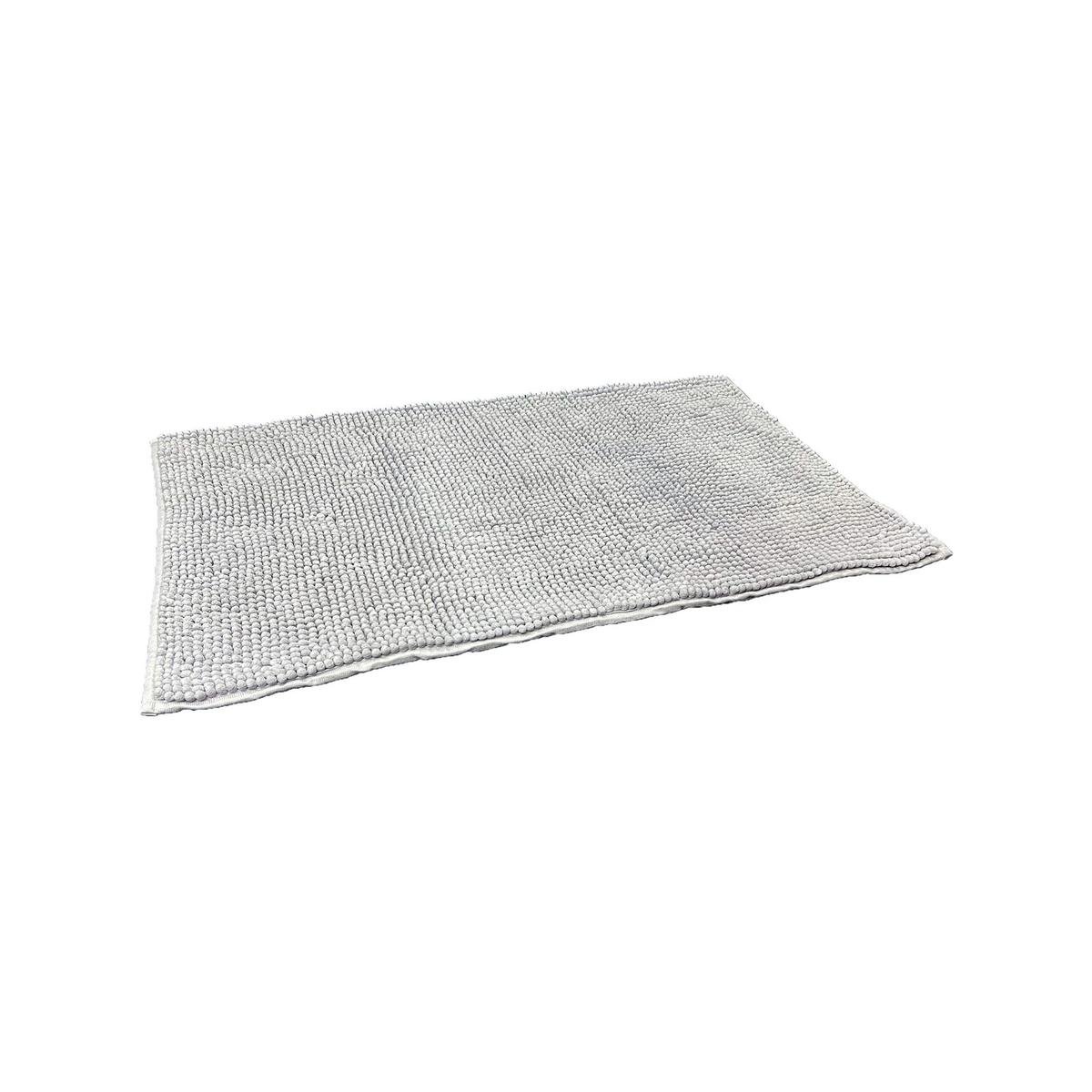 Barelli Bath Mat Rectangular 50cm x 80cm Non-Slip Chenille Silver ...