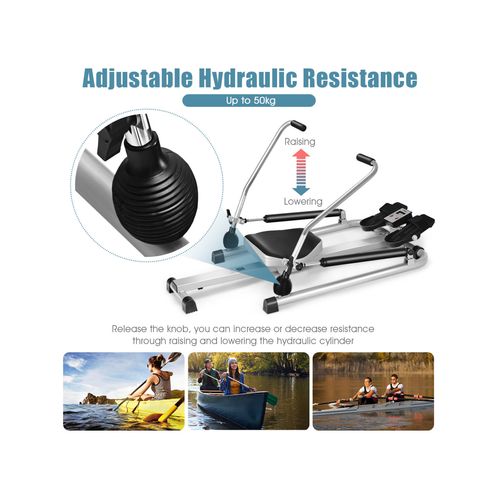 Costway Rowing Machine Adjustable Hydraulic Resistance & Full Arm ...