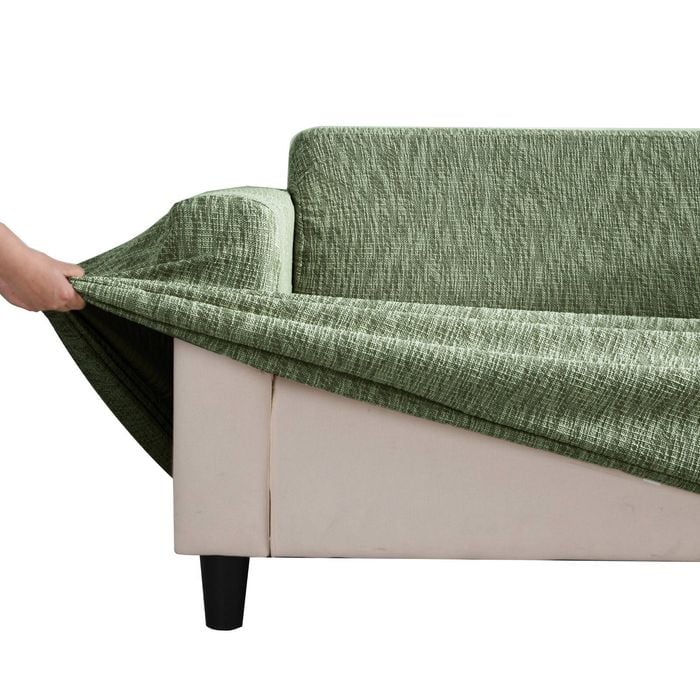 Sherwood Faux Linen Stretch Fit Couch Sofa Cover 3 Seater Eden Green ...