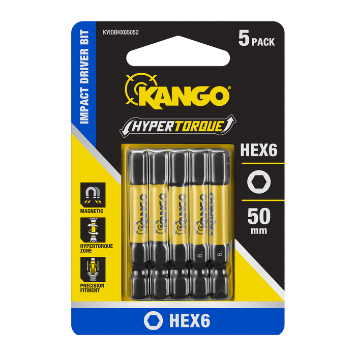 Kango 50mm HEX6 Hypertorque Impact Driver Bit - 5 Pack - Bunnings Australia