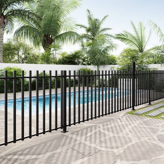 ProtectorAl 2400 x 1200mm Black Aluminium Batten Pool Fence Panel ...