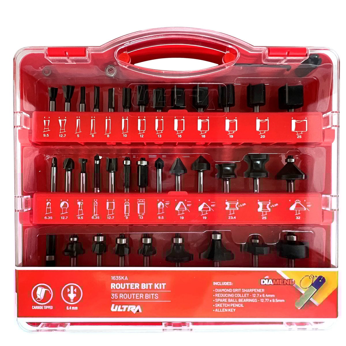 Ultra 6.4mm 35 Piece Router Bit Set - Bunnings Australia