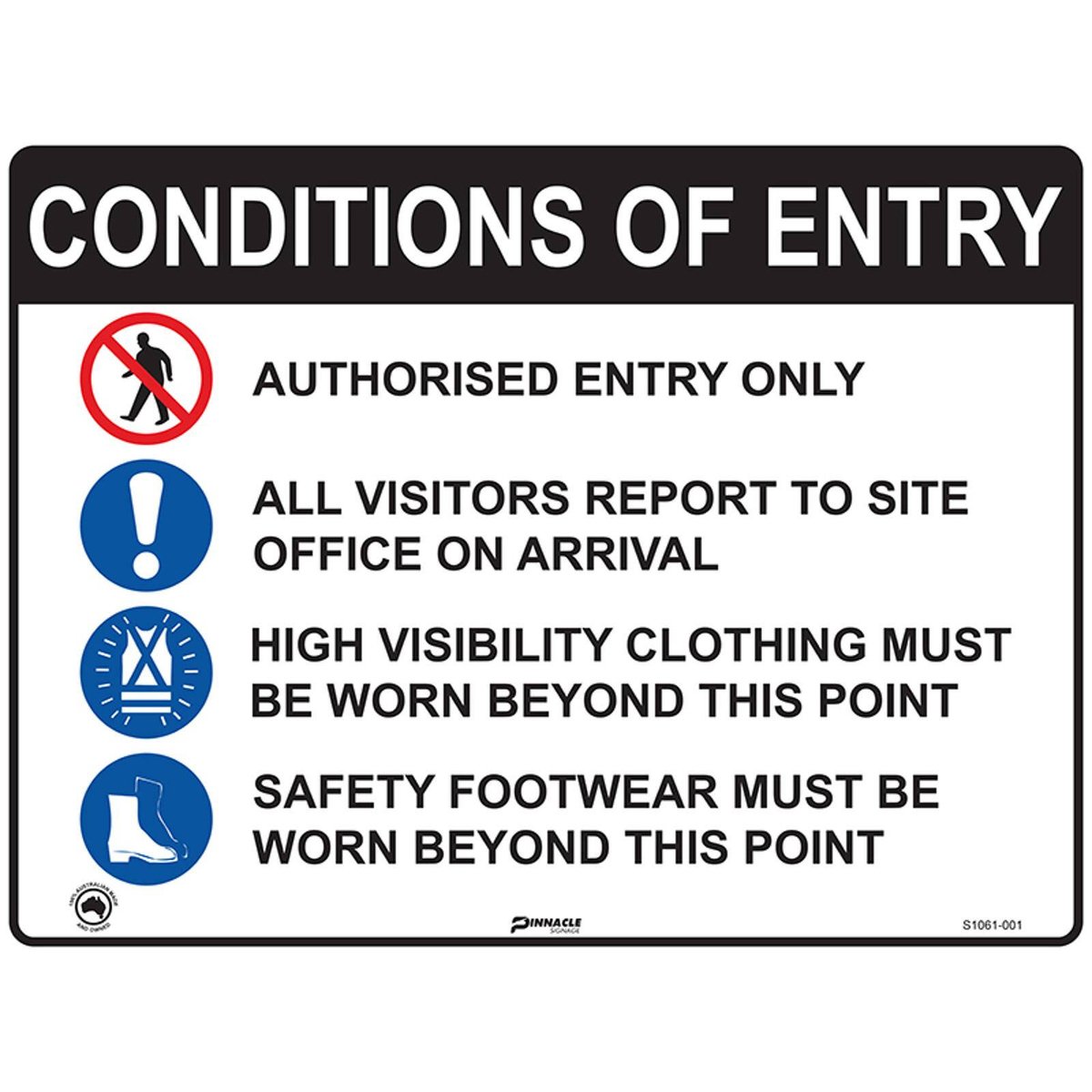 Pinnacle 800 x 600mm Poly Conditions Of Entry Sign - Bunnings Australia