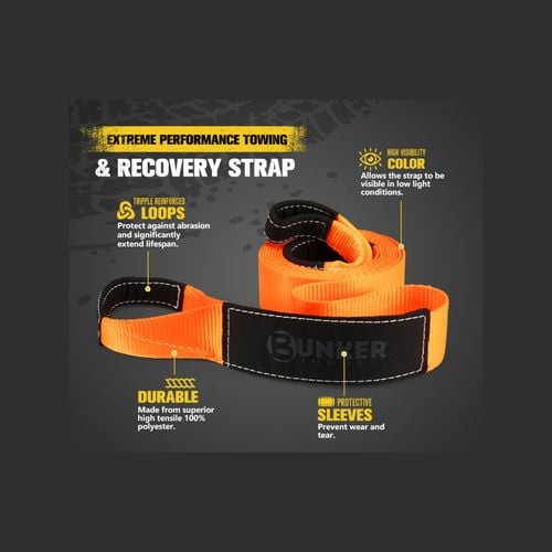 BUNKER INDUST 4WD Complete Recovery Kit Off Road Snatch Strap Dampener ...