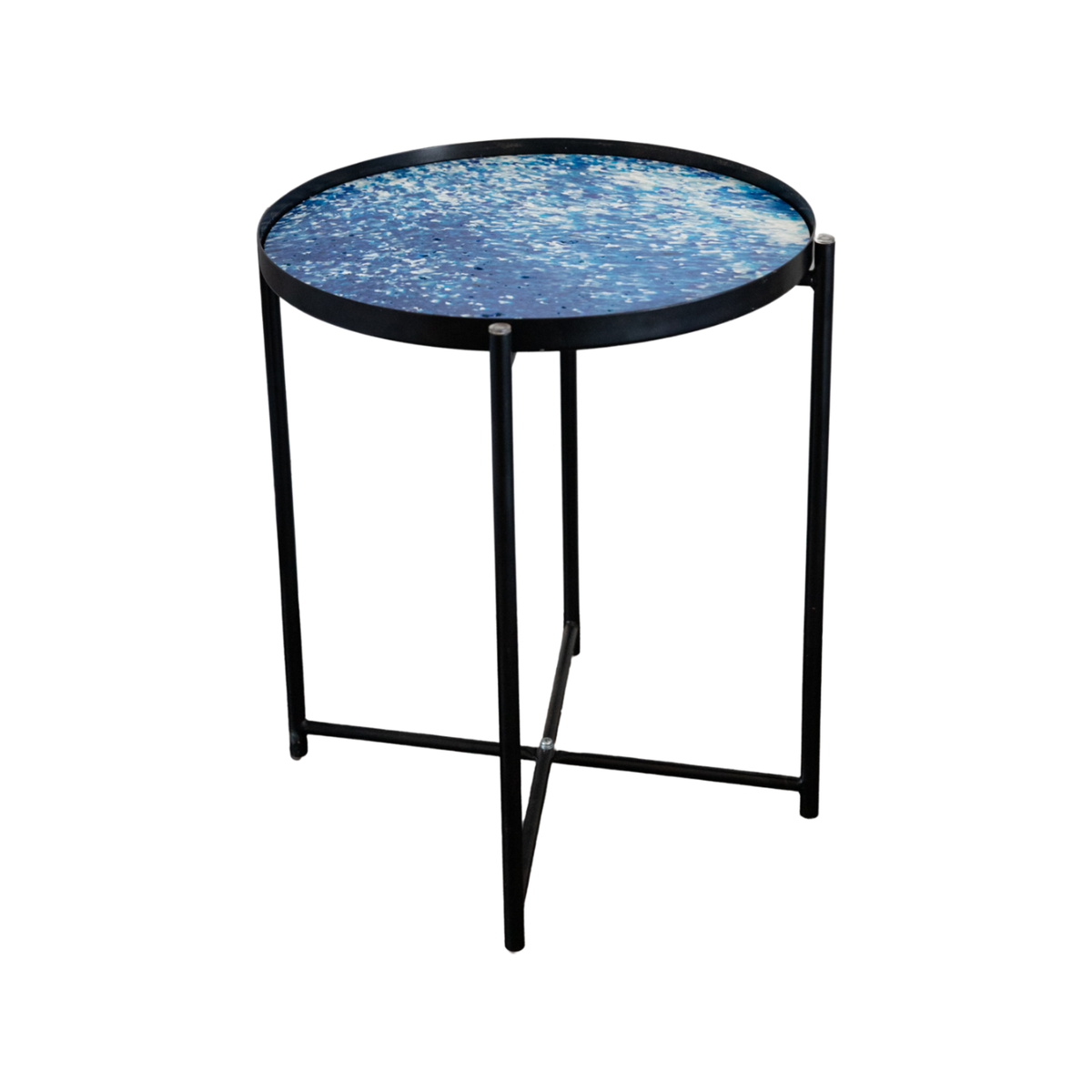 Resourceful Living 480mm white and blue Round Side Table - Bunnings ...