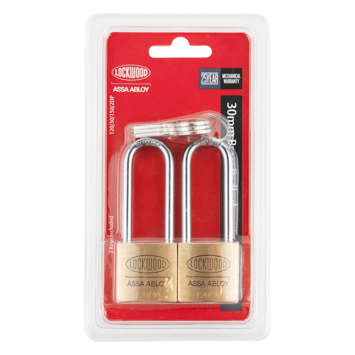 Lockwood 30mm Brass 120 Series General Purpose Padlock - 2 Pack ...