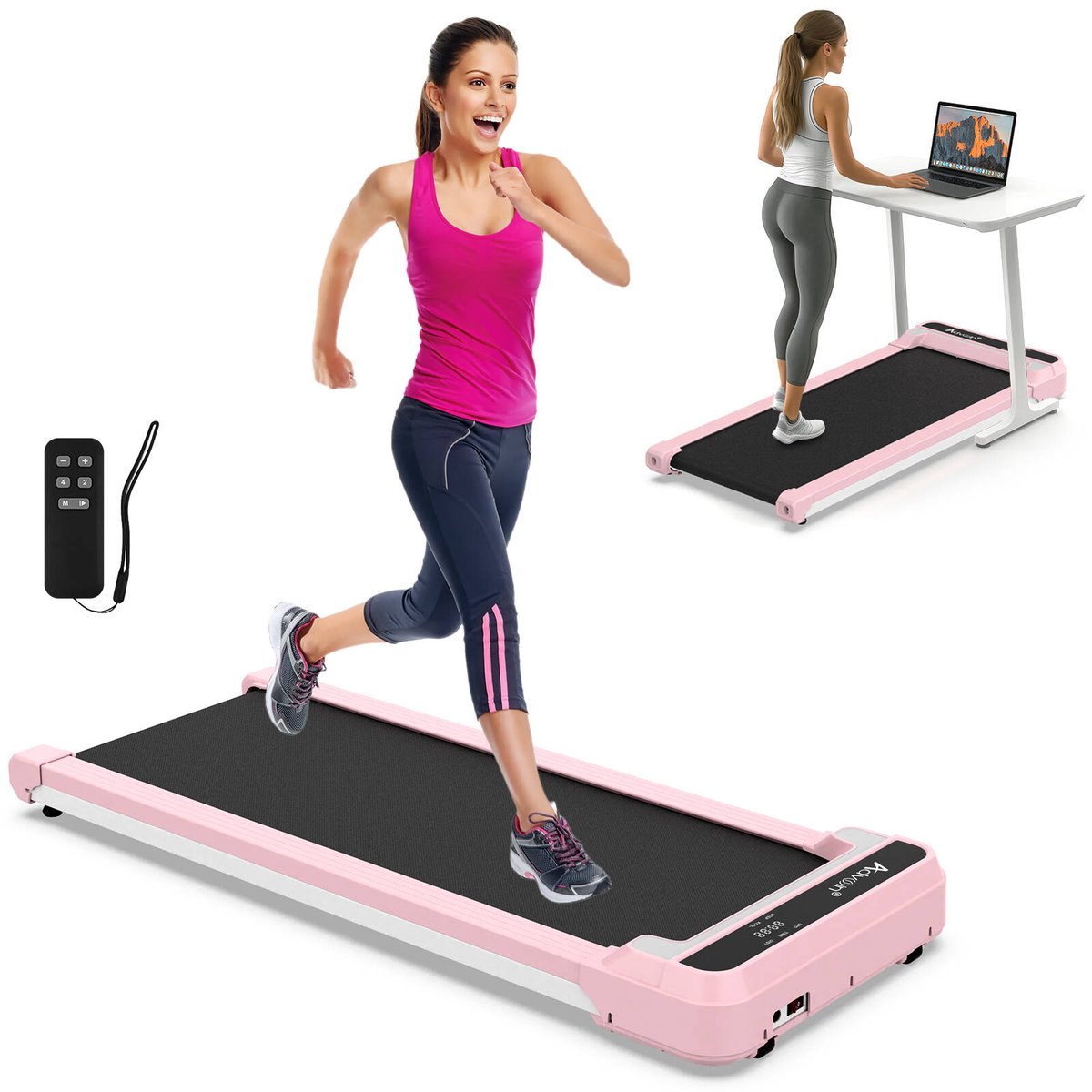 Advwin Pink Treadmill Under Desk Walking Pad Home Compact Portable ...