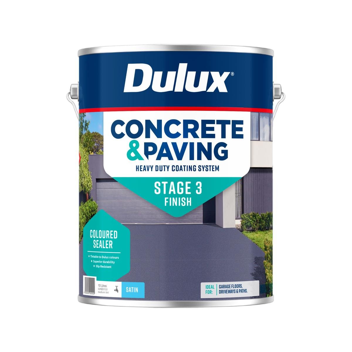 Dulux 10L Concrete & Paving Coloured Sealer Satin Medium Tint ...