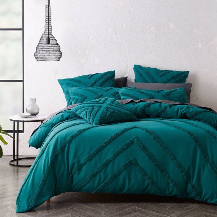 Bianca Haven Teal Quilt Cover Set Queen - Bunnings Australia