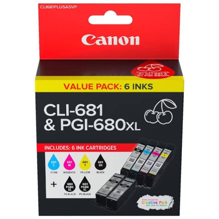 Canon PGI-680XL-BK and CLI-681C/M/Y/K Ink Cartridge Value Pack (6x pcs ...